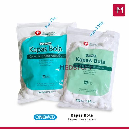 Jual Kapas Bola ONEMED Cotton Ball isi 120 balls - Biru 75gr - Jakarta ...