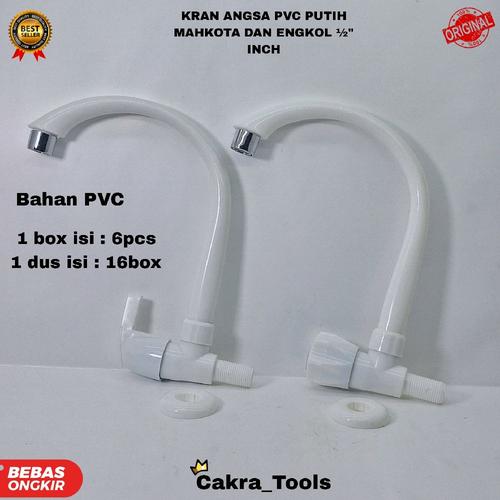 Jual KRAN ANGSA PVC PUTIH MAHKOTA DAN ENHKOL 1/2" INCH / KRAN ANGSA ...