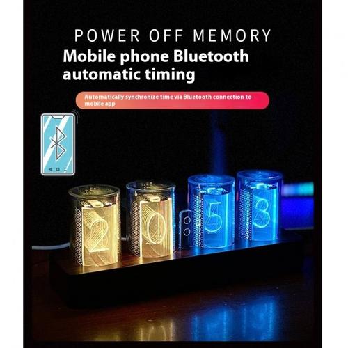 Jual Jam Meja 4 Digit Wireless Display - NIXIE RGB LED Bluetooth Clock ...