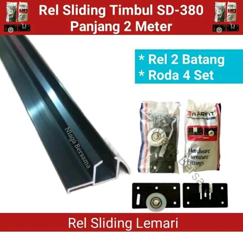 Jual Rel Sliding Lemari Model Timbul 2 Meter 2 Batang Plus Roda SD 380 ...