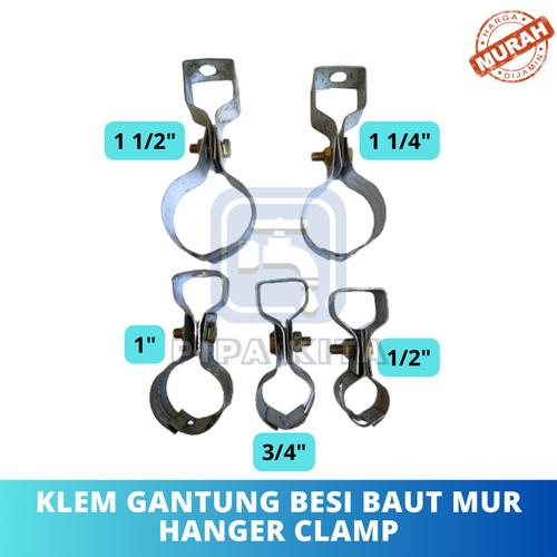 Jual Klem Pipa Gantung Engsel Besi Mur Baut Ukuran 1 2 3 4 Hanger Clamp ...