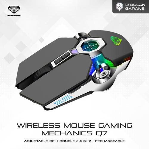 Promo Mouse Gaming Wireless Rechargeable Divipard Q7 Silent Click ...