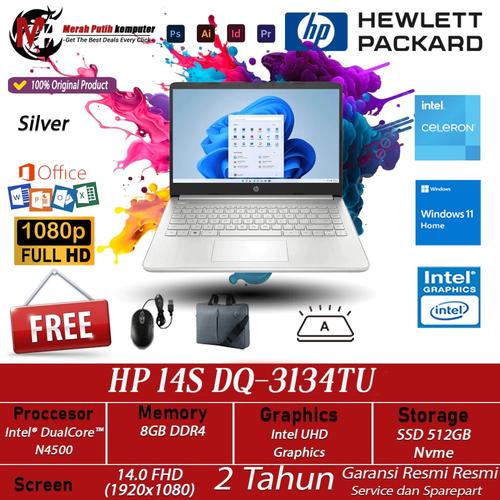 Jual Hp 14S Dq3133Tu Intel N4500 Ram 8Gb 512Gb Ssd 14Inch FHD Win 11 ...