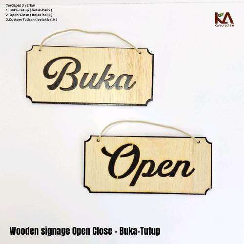 Promo Sign Buka Tutup Kayu / Tulisan tanda papan Wooden signage Open ...