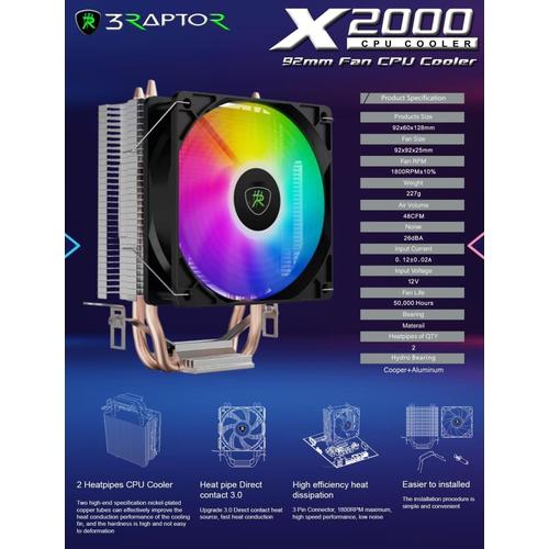 Jual HSF RAPTOR X2000 RGB COOLER PROCESSOR CPU - Kota Tangerang ...