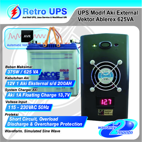 Promo UPS Modif Modifikasi Aki External Vektor Ablerex 625VA GARANSI 2 ...