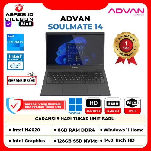 Promo Advan Soulmate Intel N4020 RAM 8GB 128GB SSD 14.0-inch Windows 11 ...