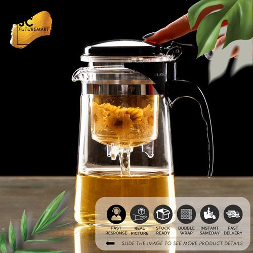 Promo Tea Infuser Pot 750Ml Push Button | Teko Teh Saringan Kaca ...