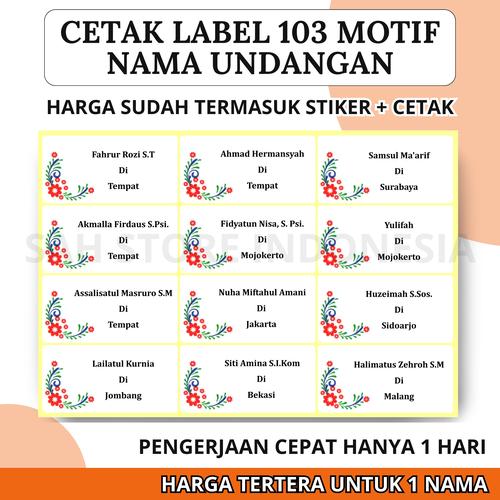 Promo [100 PCS] CETAK LABEL NAMA UNDANGAN BINGKAI DAN MOTIF BISA COD ...
