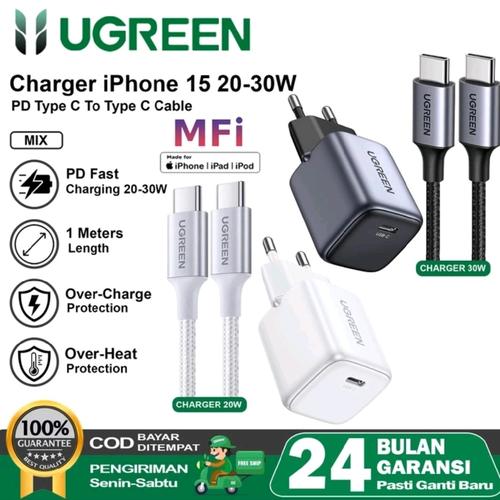 Jual Ugreen Charger Iphone 15 Series Fast Charging PD 20W 30W - Kabel C ...