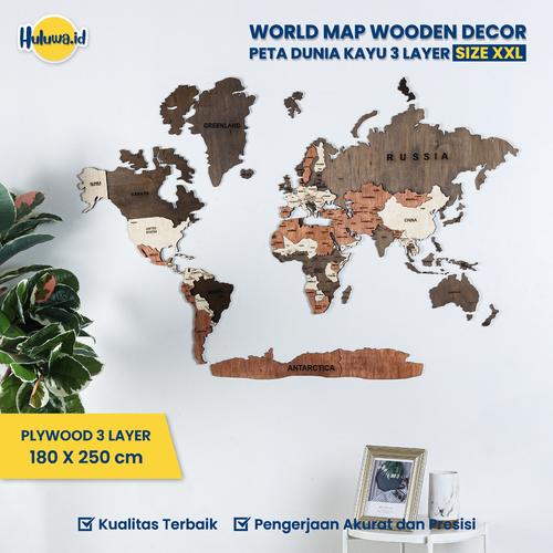 Jual World Map Decor / Hiasan Dinding Peta Dunia Kayu Layer Size XXL ...