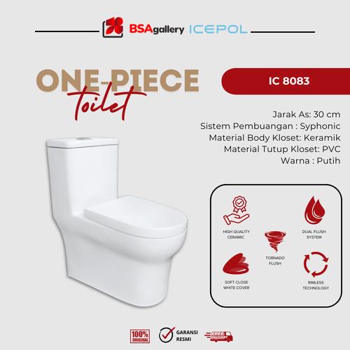Jual Kloset Monoblok Rimless Icepol IC 8083 dengan Teknologi Dual Flush ...