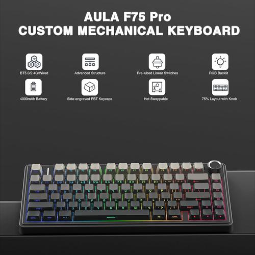Promo AULA F75 Pro Wireless Mechanical Keyboard,75% Hot Swappable ...