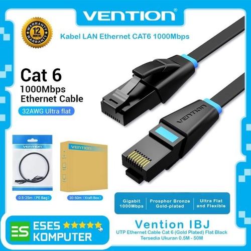 Jual Kabel LAN Vention IBJ CAT.6 Gigabit UTP Ethernet Cable Flat Black ...