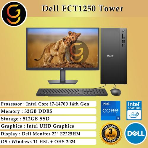 Jual PC DELL ECT1250 MT Tower I7 14700 32GB 512GB SSD/1TB SSD/2TB SSD ...