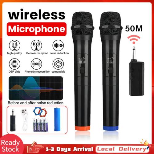 Promo Wireless Microphone HIFI 6.5MM 100M System Dual UHF Handheld ...