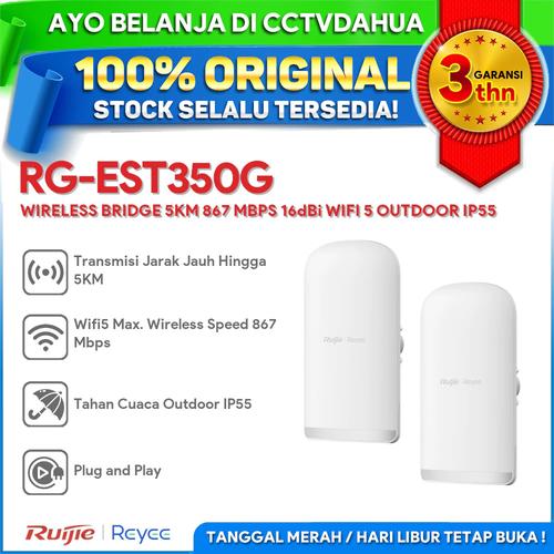 Promo RUIJIE REYEE RG-EST350G WIRELESS BRIDGE 5KM 867 MBPS 16DBI WIFI 5 ...