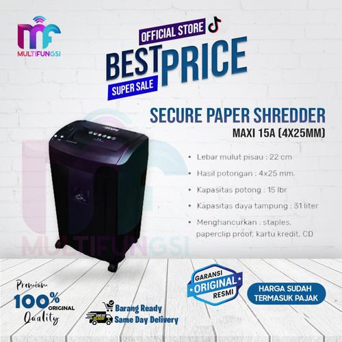 Jual Secure Maxi 15A Paper Shredder (4x25mm) Mesin Penghancur Kertas 15 ...