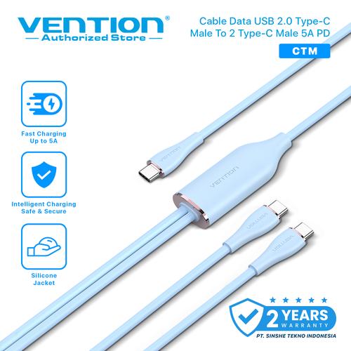 Promo Vention Kabel Data Fast Charging Usb Type C to 2 Type C 5A PD ...
