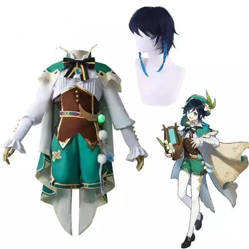 Jual Genshin Impact Venti Cosplay Costume Barbatos Cloak Wig ...