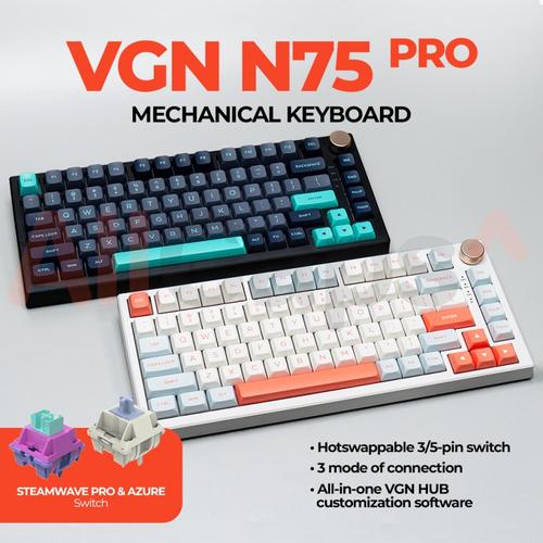 Promo VGN N75 Pro - Prebuilt 3-mode 75% Hotswappable Mechanical Keyboard - Carribean Black ...