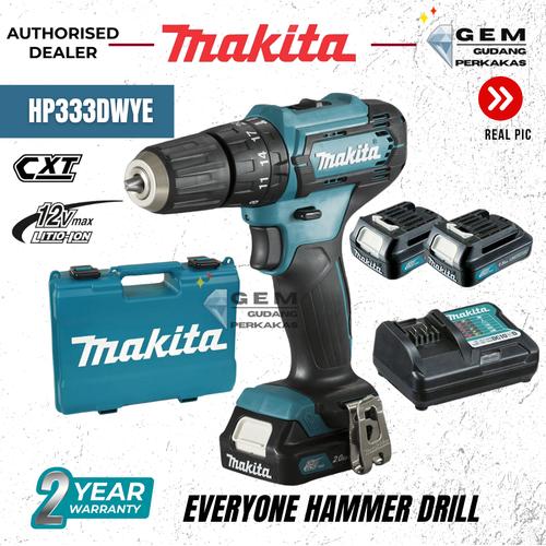 Jual Makita HP333DWYE Mesin Bor Beton Baterai Cordless Makita Everyone Hammer Drill 12V ...