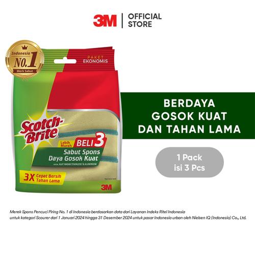 Promo 3M Scotch-Brite Tough Clean Sabut Spons Daya Gosok Kuat, 1 pak/ 3 ...