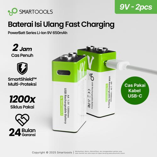 Jual Smartoools PowerBatt 9V Type-C USB Rechargeable Battery - Isi 1pcs Baterai - Kota Surabaya ...
