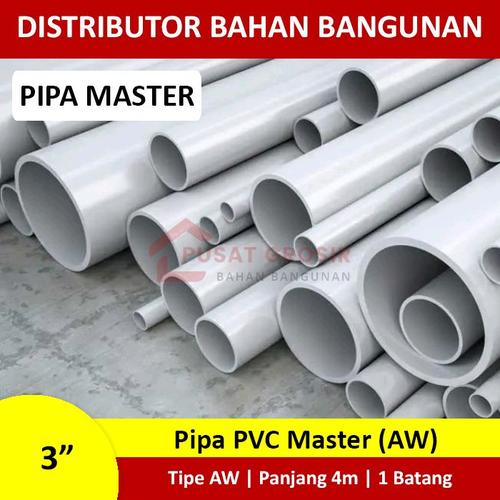 Jual Pipa PVC 3" AW Merek Master Pipa Master 3inch AW Per Batang (4m ...
