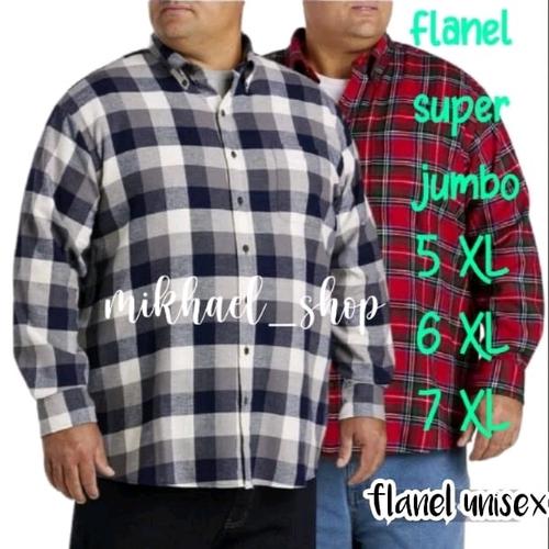 Jual Kemeja Flannel Pria Jumbo 5XL-6XL-7XL Kemeja Flannel Wanita Jumbo ...