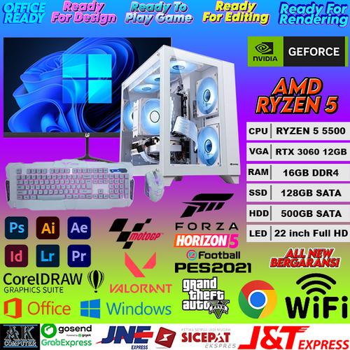 Jual PC GAMING Full Set AMD RYZEN 5 5500 + VGA RTX 3060 12GB + RAM 16GB ...