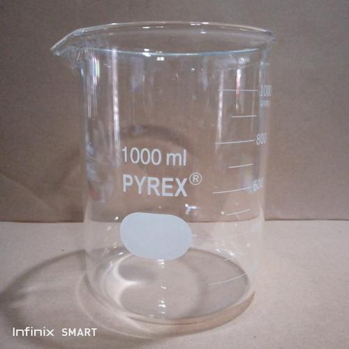 Jual Beaker glass / gelas kimia kaca 1000 ml / 1 liter - PYREX Borosilicate Tahan Panas ...
