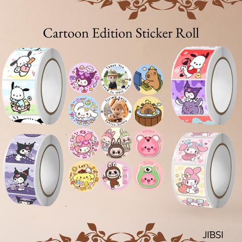 Jual Sticker Roll 500 PCS Kartun Labubu Sanrio Hello Kitty Lucu 2.5cm ...