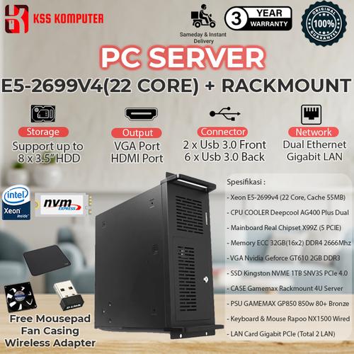 Jual PC SERVER / Komputer XEON E5 2699 V4 + NVME 1TB + RAM ECC 64GB ...