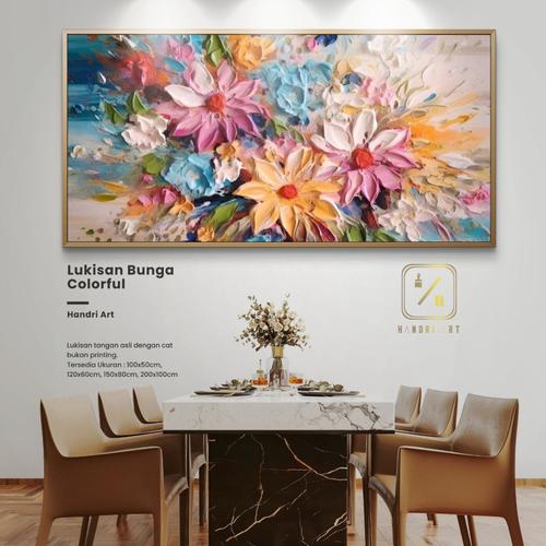 Jual Lukisan Abstrak Bunga Realis Timbul full Texture. Modern ...
