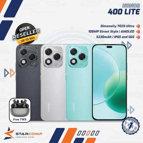 Promo HONOR 400 Lite 8/256 GB Dimensity 7025-Ultra AMOLED 120Hz 5230mAh IP65 Garansi Resmi ...