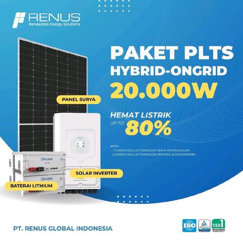 Promo PAKET PLTS HYBRID-ONGRID 20000W BATERAI LITHIUM SIAP PASANG ...