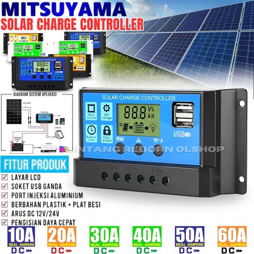 Jual Solar Charge Controller 10A 20A 30A 40A 50A 60A Cell PWM Pengisi ...