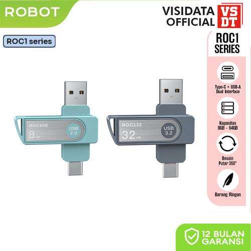Jual ROBOT ROC Flashdisk Storage Dual OTG Type C & USB upto 70MB/s ...