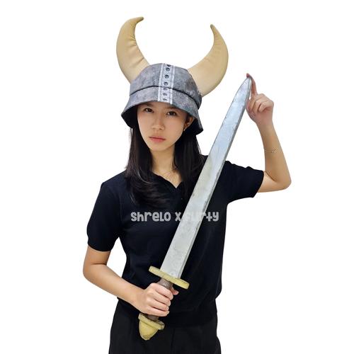 Promo Topi Shrelo Bucket Hat Helm Perang Bahan Linen Bertanduk Busa ...