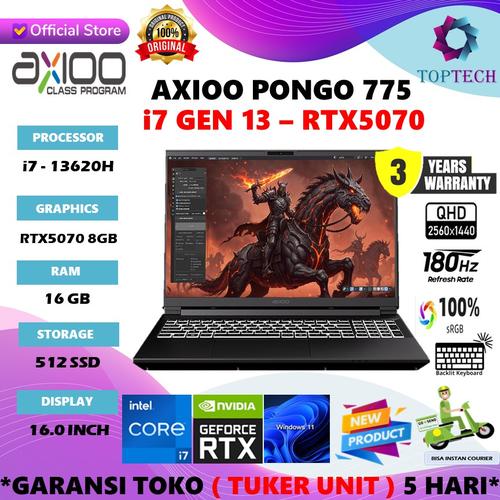 Promo Axioo Pongo 775 RTX5070 8GB - i7 13620H 16GB 512GB W11 16.0QHD ...