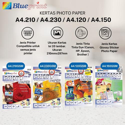 Jual KERTAS FOTO BLUEPRINT A4 F4 4R KERTAS ART PAPER A4 ORIGINAL - A4 ...