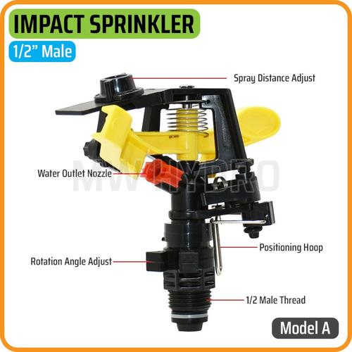 Jual Impact Sprinkler 1/2", 1 Nozzle, 360° Adjustable Rotation Angle ...