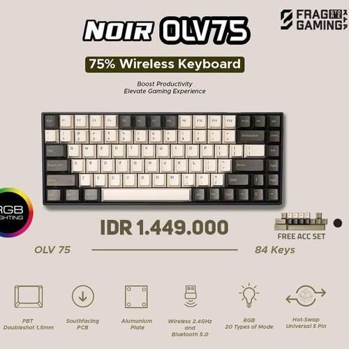 Jual NOIR OLV75 Wireless BT Wired 84keys Hotswap Mechanical Gaming ...