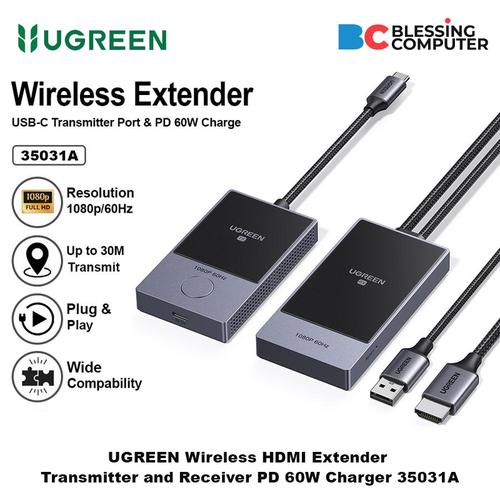 Promo UGREEN Wireless HDMI Extender Transmitter and Receiver PD 60W ...