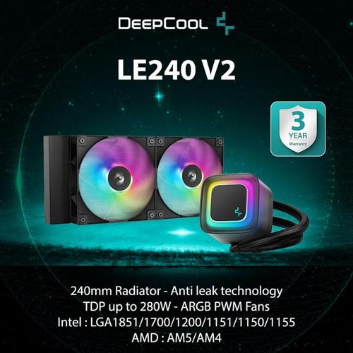 Jual DEEPCOOL LE240 V2 ARGB 240MM AIO Liquid CPU Cooler - Garansi 3 ...