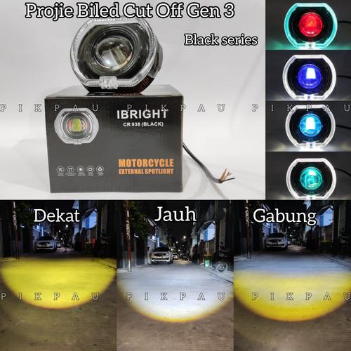 Jual IBRIGHT Lampu Projie Biled Cut Off Gen 3 Black Series Original Dengan Shroud Dan Devil Eye ...