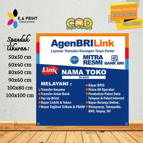 Promo Cetak SPANDUK BANNER Agen BRI Link Mitra Resmi Biru Oranye MMT ...