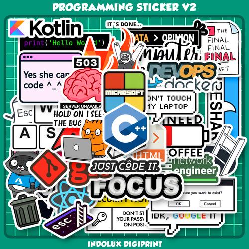 Promo Programmer Sticker Pack 50 Pcs Stiker Code Komputer Anti Air ...