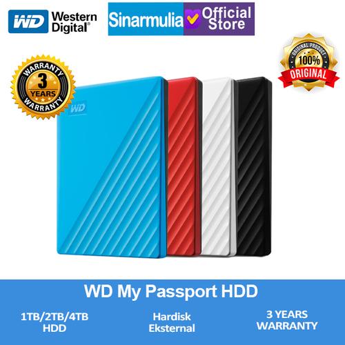 Promo WD My Passport 1TB / 2TB / 4TB HDD Hardisk Eksternal 2.5" USB 3.0 - HITAM, 2TB Cicil 0% 3x ...